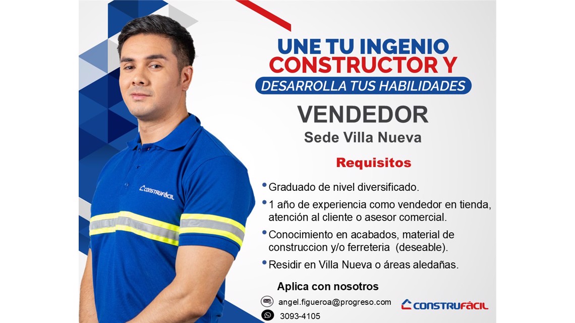 Vendedor / Construfácil / Tienda: Villa Nueva