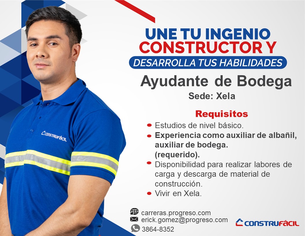 Ayudante de Bodega Construfácil Xela